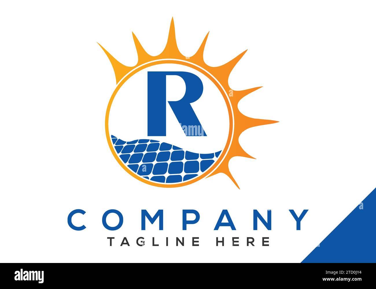 Letter R with solar panel and sun sign Logo Design Vector Template ...