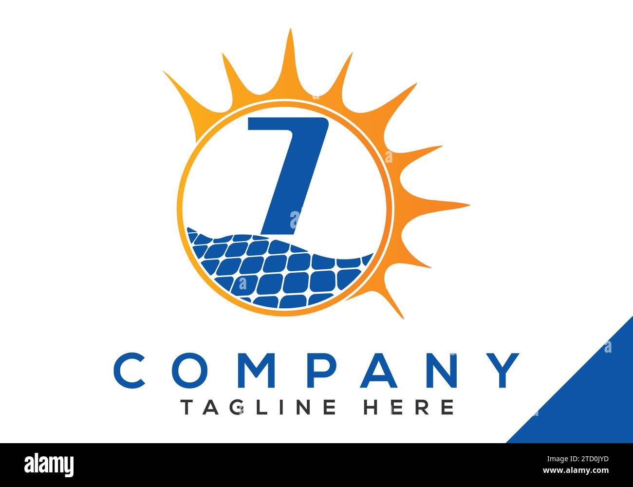 Letter 7 with solar panel and sun sign Logo Design Vector Template ...