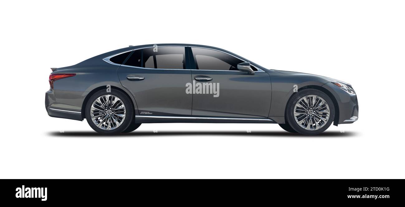 Lexus LS500h Hybrid car, side view isolated on white background Stock ...