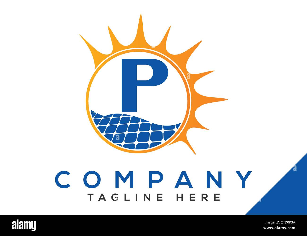 Letter P with solar panel and sun sign Logo Design Vector Template ...