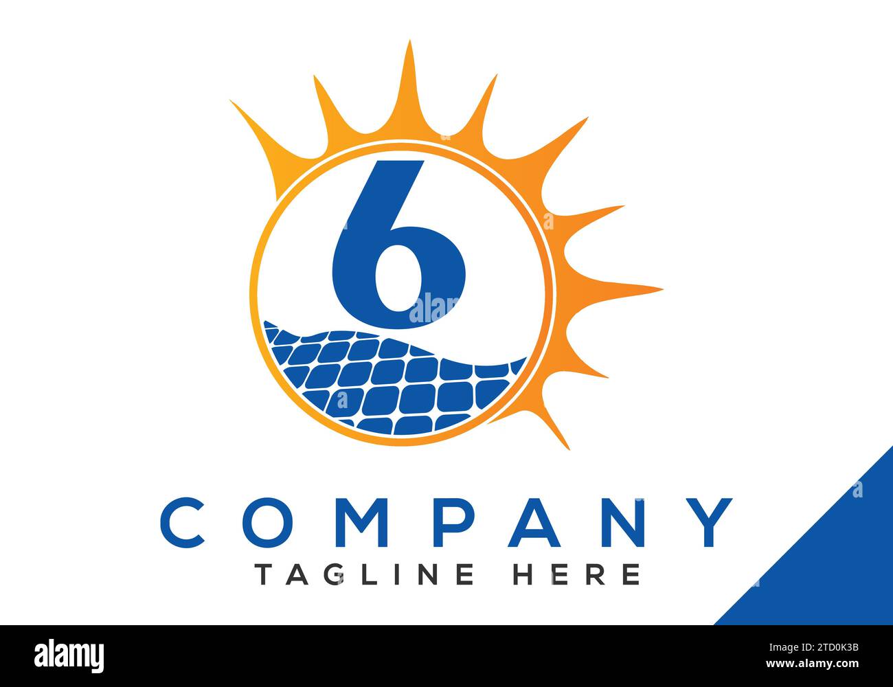 Letter 6 with solar panel and sun sign Logo Design Vector Template ...