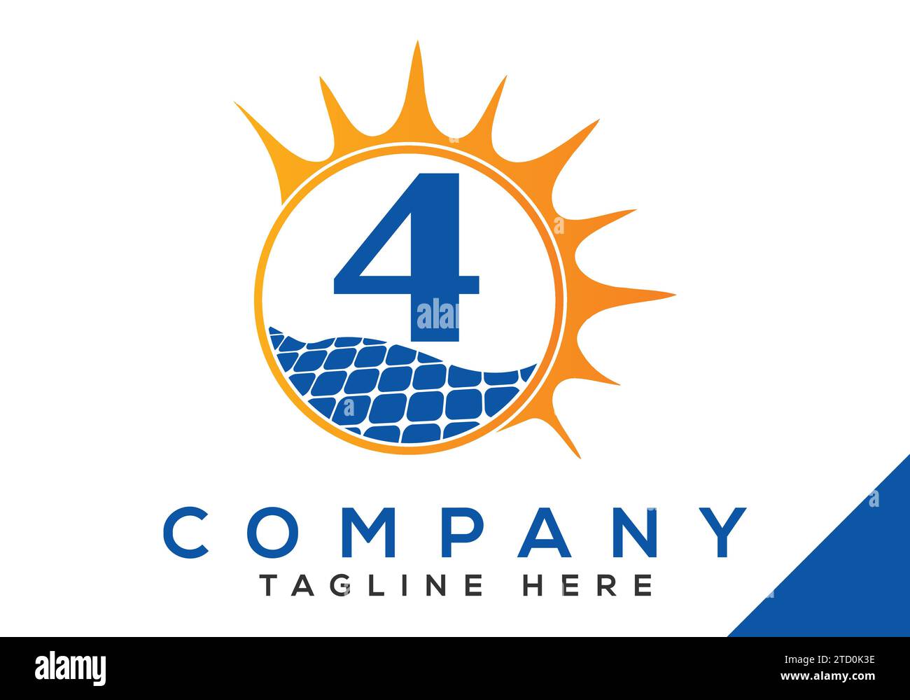 Letter 4 with solar panel and sun sign Logo Design Vector Template ...