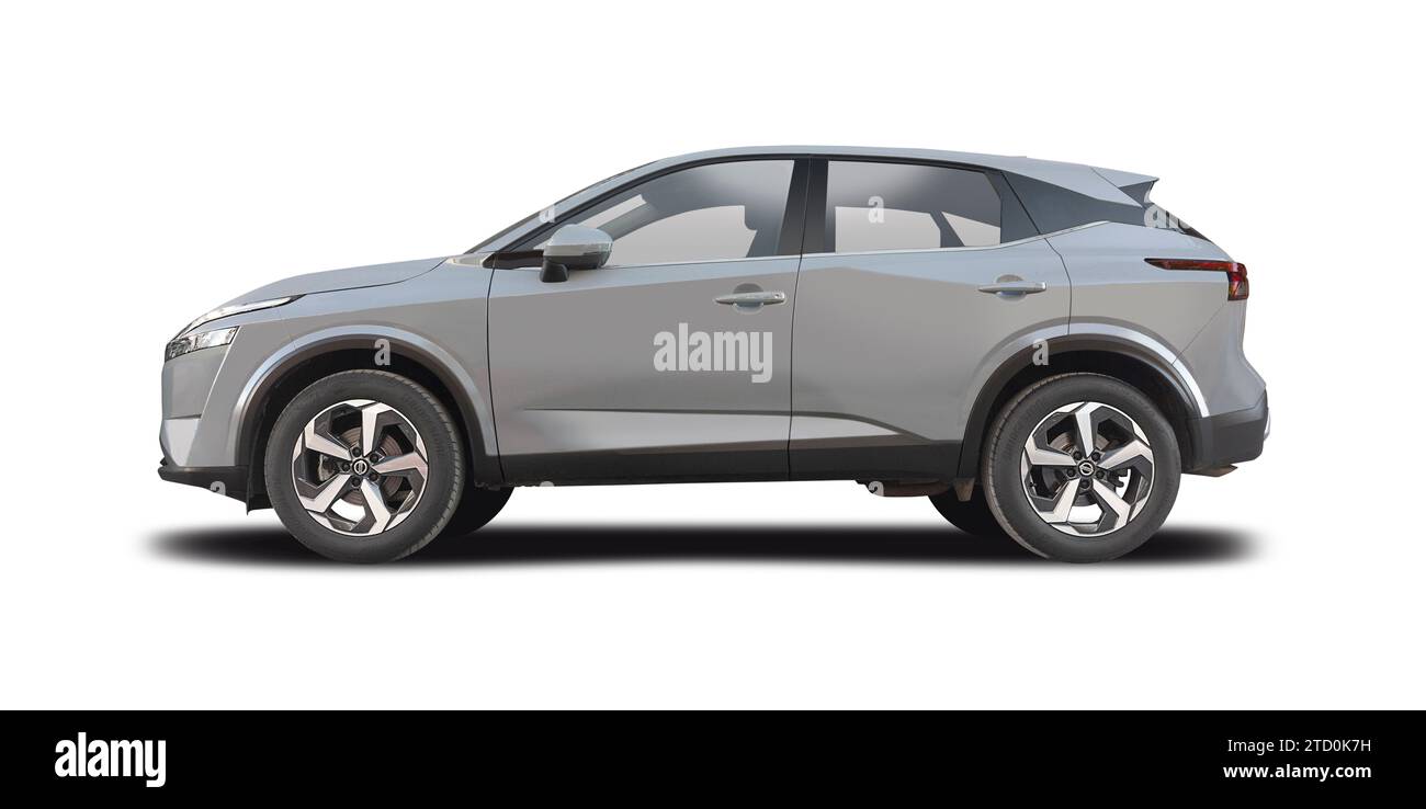 Nissan Qashqai SUV car, side view isolated on white background Stock ...