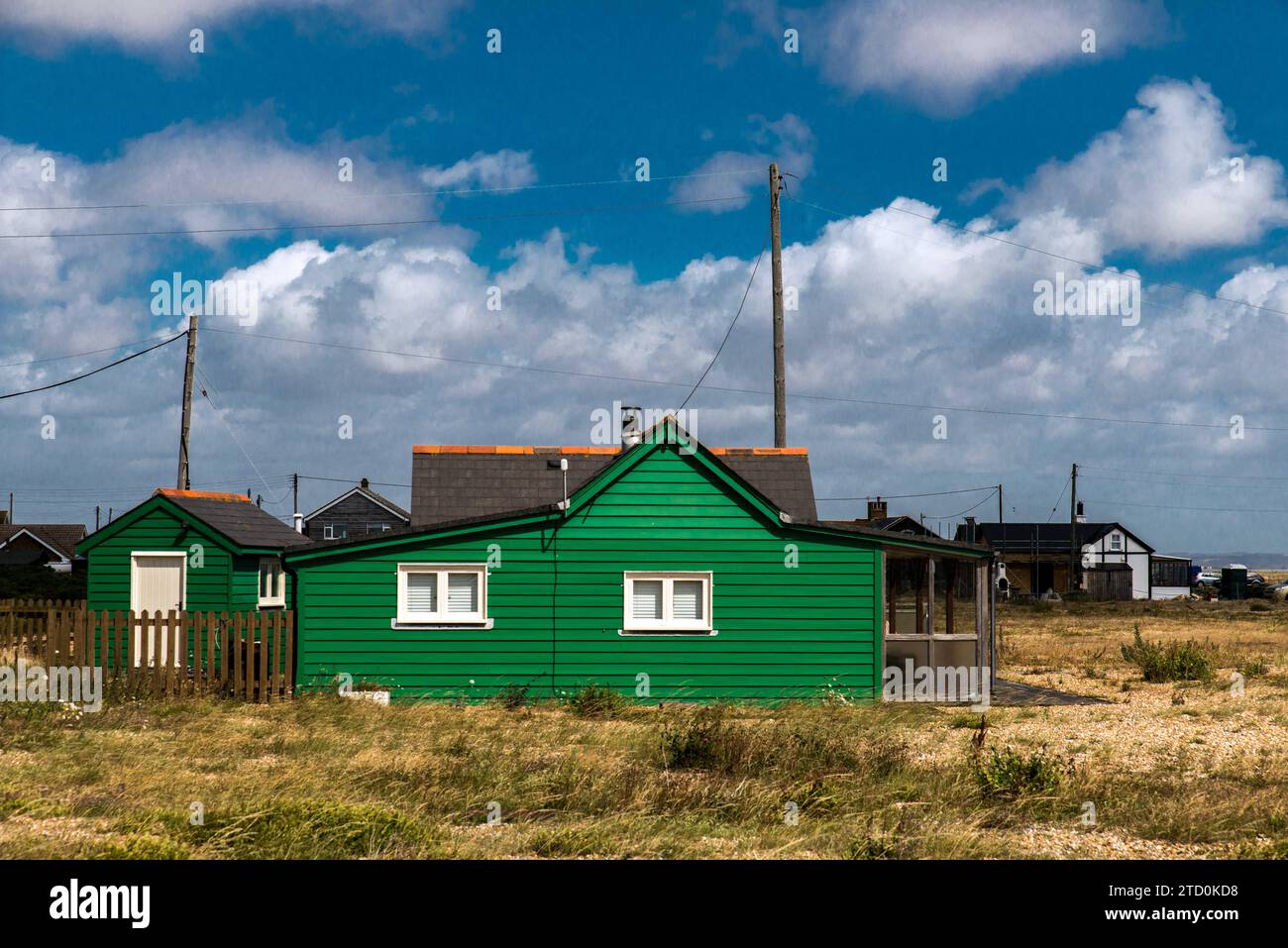 Illustration of Dungeness, Kent, UK on July 16, 2023. Dungeness, a ...