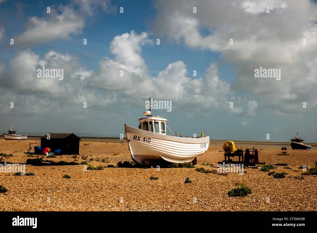 Illustration of Dungeness, Kent, UK on July 16, 2023. Dungeness, a ...