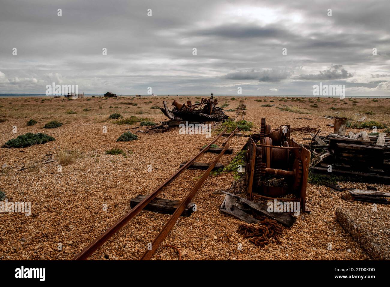Illustration of Dungeness, Kent, UK on July 16, 2023. Dungeness, a ...