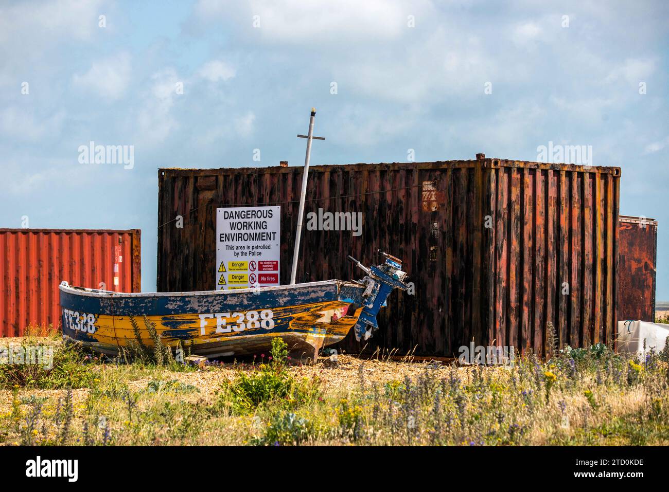 Illustration of Dungeness, Kent, UK on July 16, 2023. Dungeness, a ...
