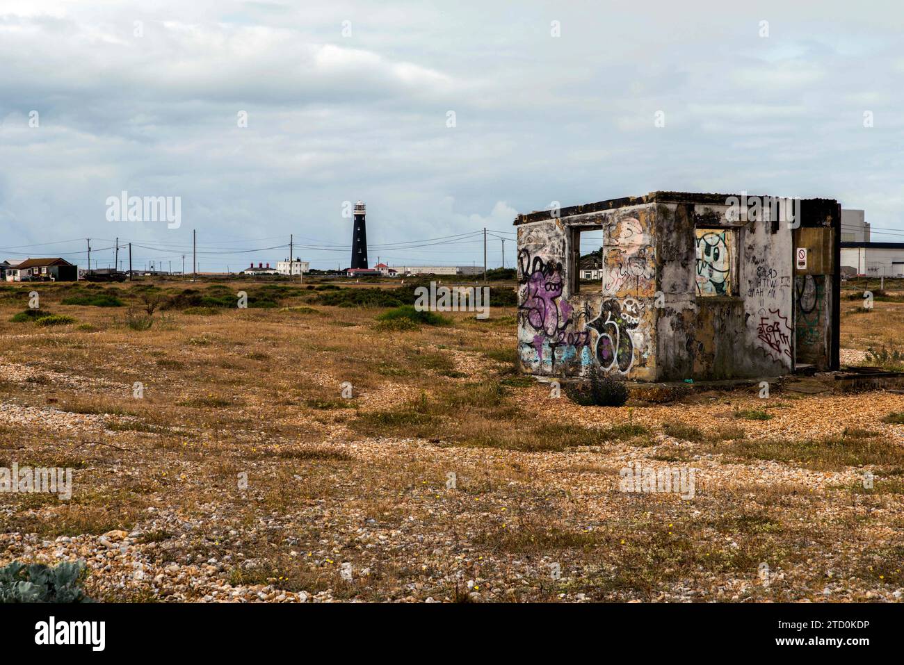 Illustration of Dungeness, Kent, UK on July 16, 2023. Dungeness, a ...