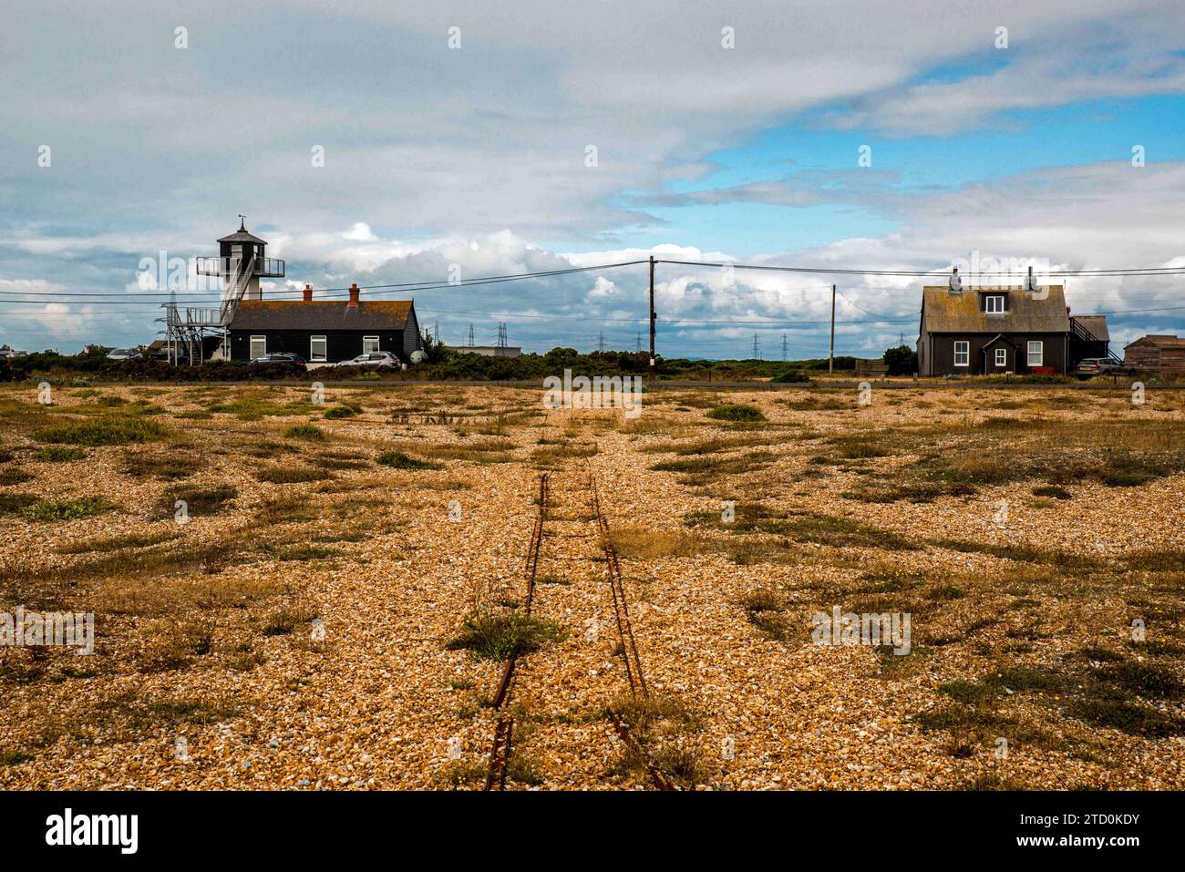 Illustration of Dungeness, Kent, UK on July 16, 2023. Dungeness, a ...