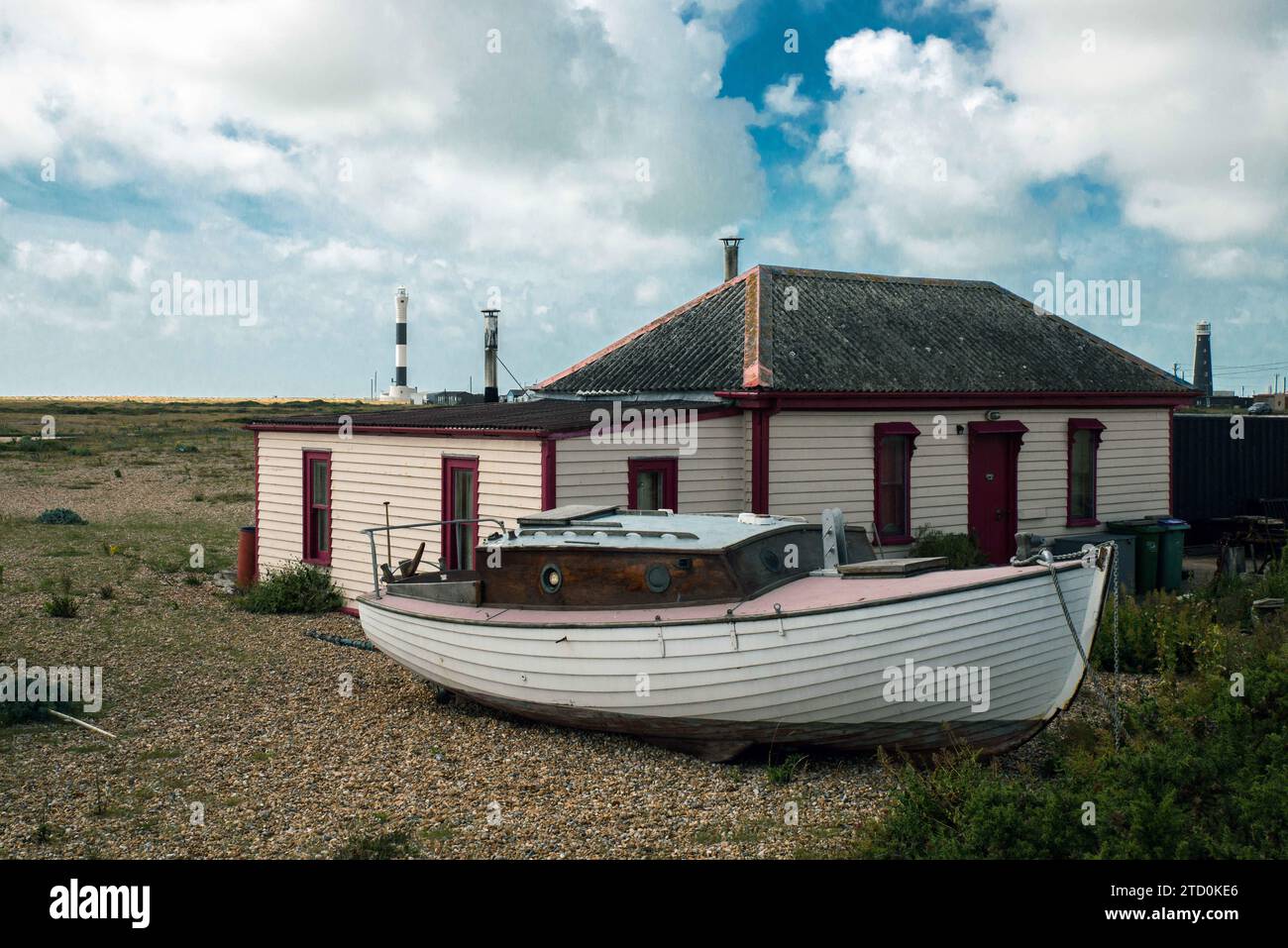 Illustration of Dungeness, Kent, UK on July 16, 2023. Dungeness, a ...