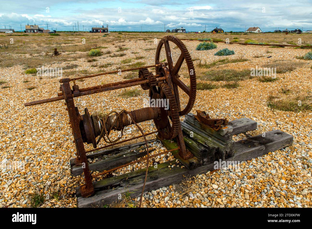 Illustration of Dungeness, Kent, UK on July 16, 2023. Dungeness, a ...