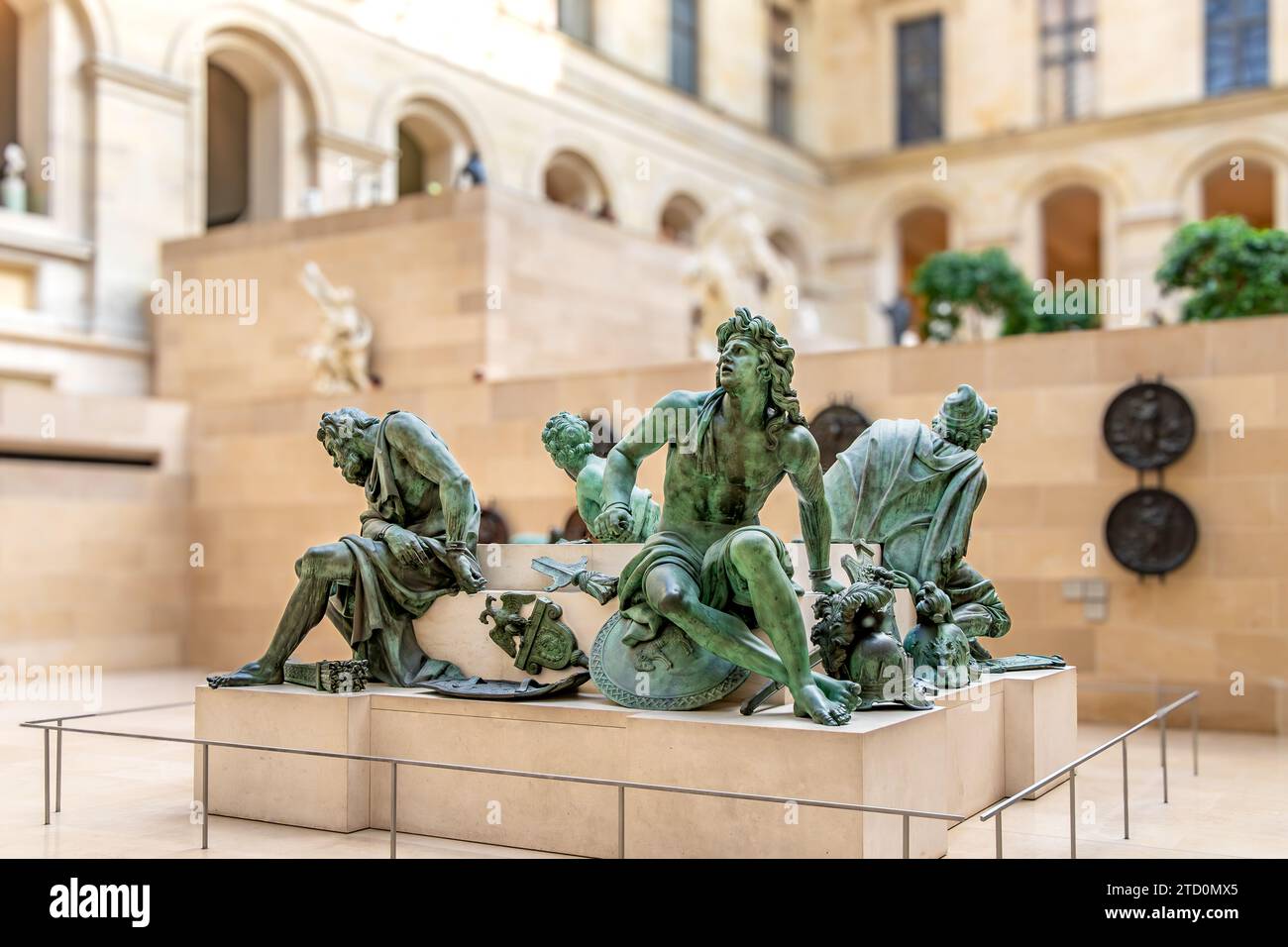 Sculptures in the glass-roofed courtyard known as Cour Marly in the ...