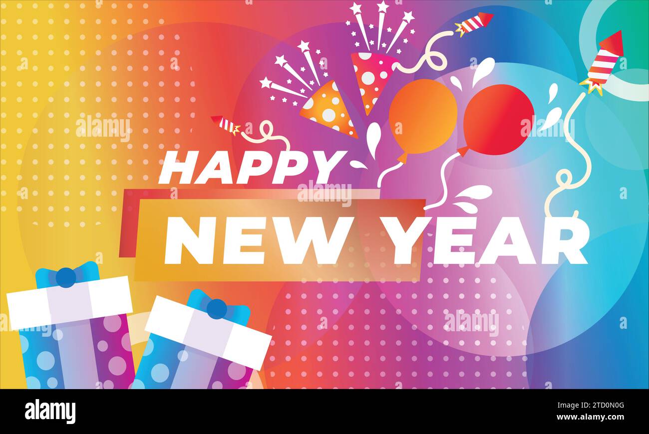 Happy new year modern artistic design poster or flyer Stock Vector ...