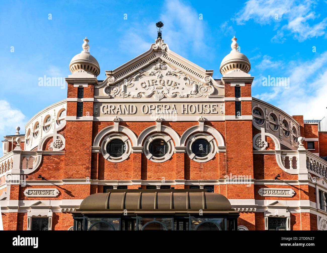 The façade of Grand Opera House, built bu architect Frank Matcham in ...