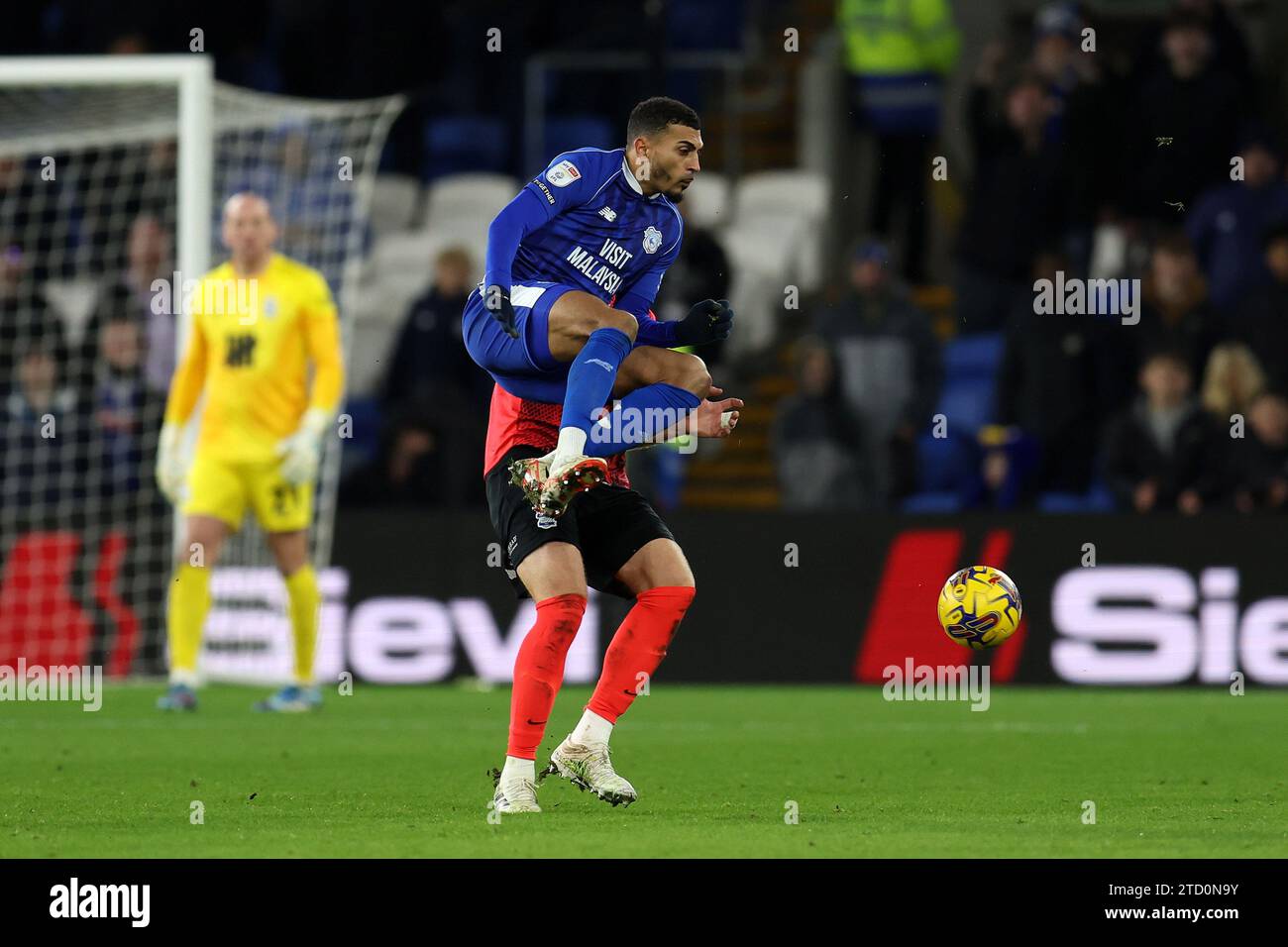 Karlan Grant of Cardiff City & Marc Roberts of Birmingham City (r) in ...