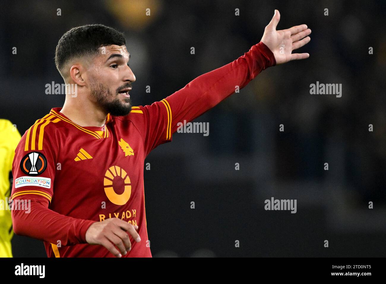Houssem Aouar of AS Roma gestures during the Europa League Group G ...