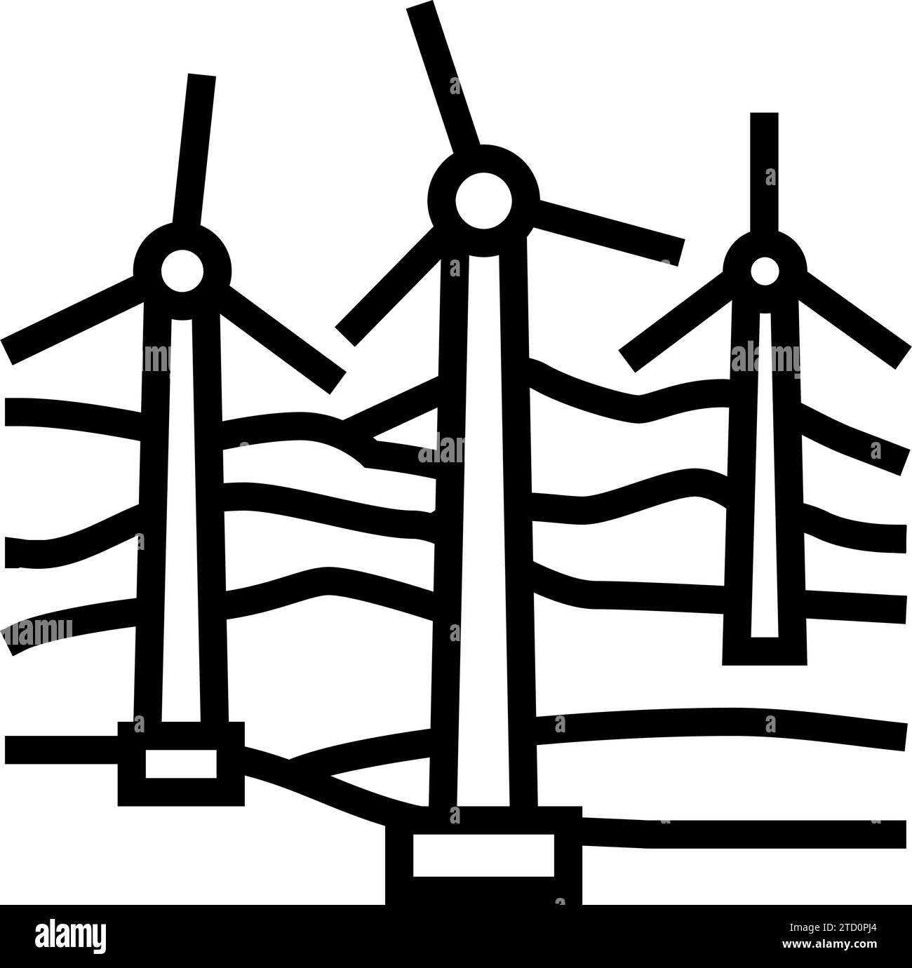 farm aerial view wind turbine line icon vector illustration Stock ...