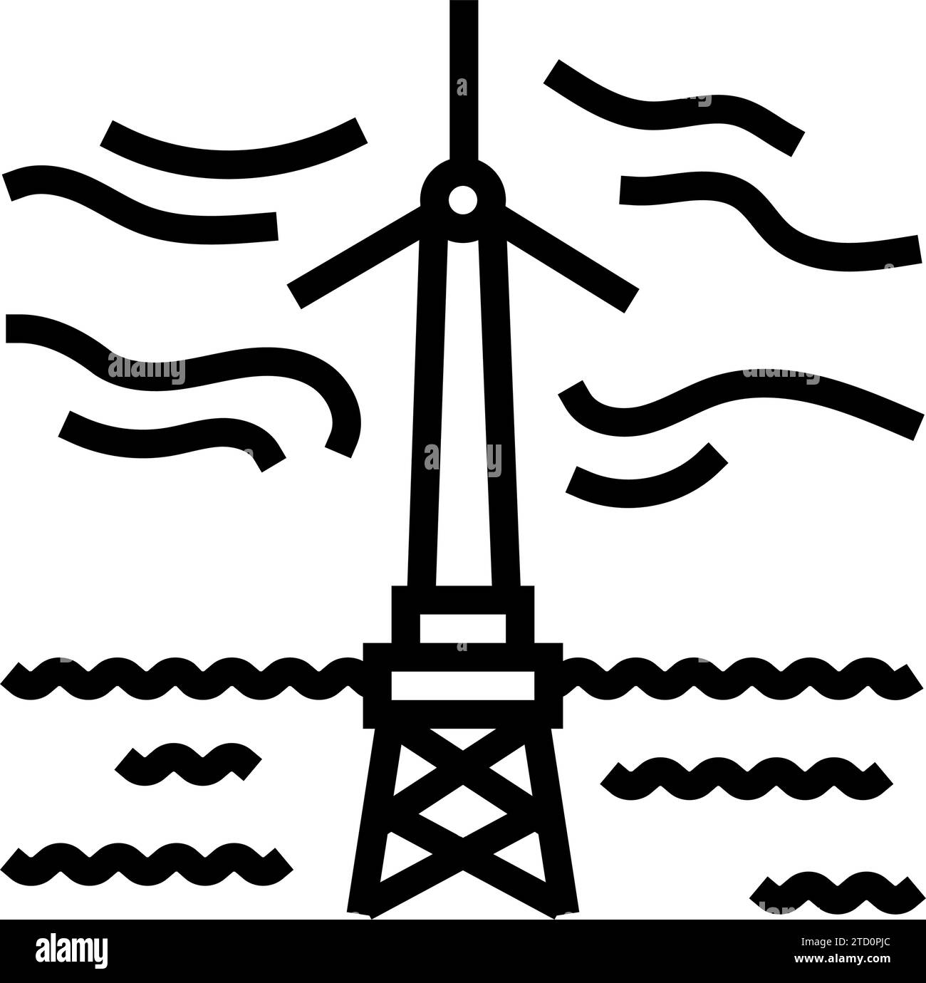 floating wind turbine line icon vector illustration Stock Vector Image ...
