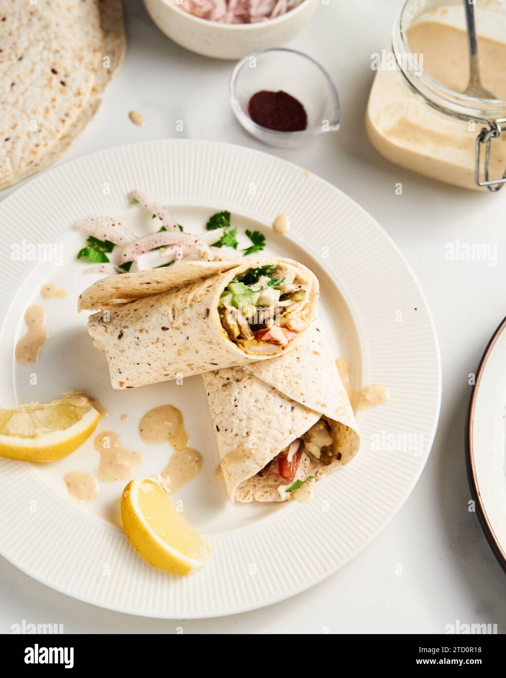 Beef and Lamb Lebanese style shawarma with onions, greens and ...