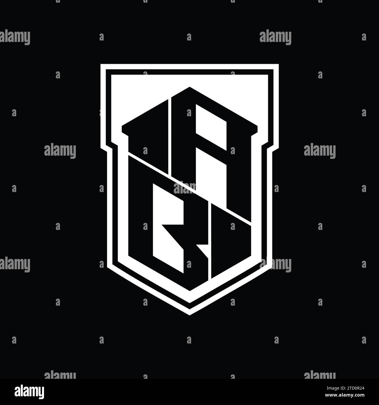 AB Letter Logo monogram hexagon geometric up and down inside shield ...