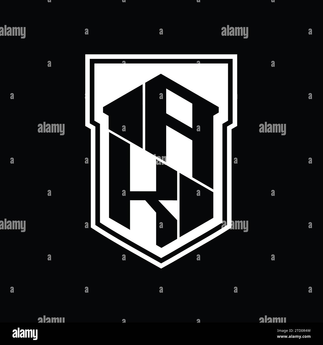 AK Letter Logo monogram hexagon geometric up and down inside shield isolated style design ...