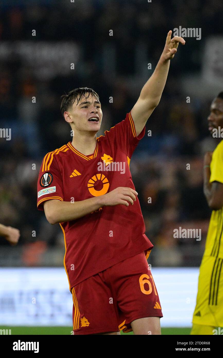 Niccolo' Pisilli (AS Roma); celebrates after scoring the goal 3-0 ...