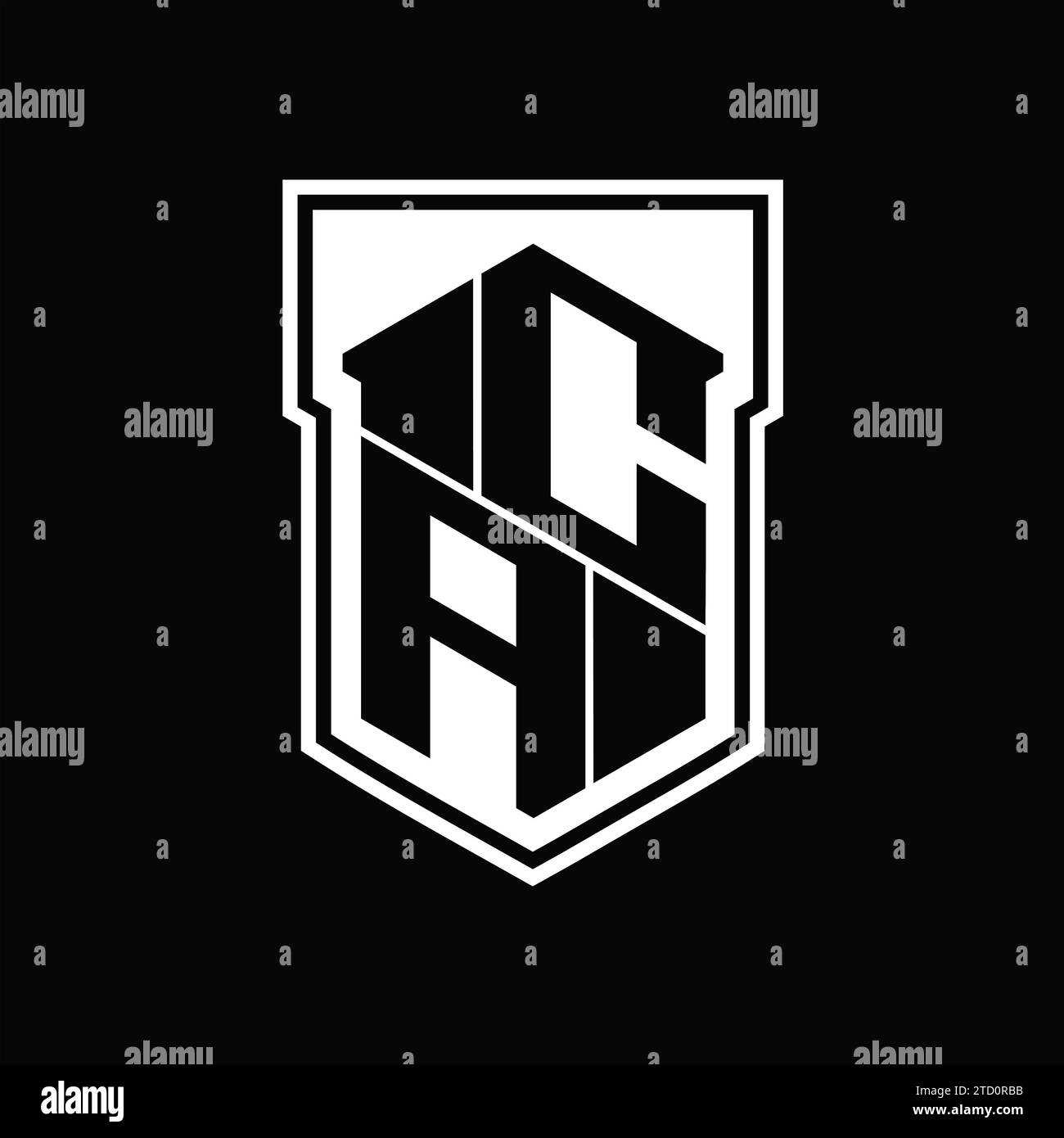 CA Letter Logo monogram hexagon geometric up and down inside shield isolated style design ...