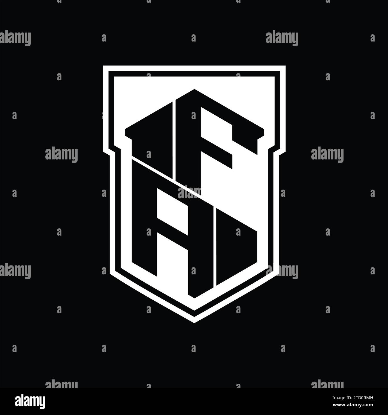 FA Letter Logo monogram hexagon geometric up and down inside shield ...