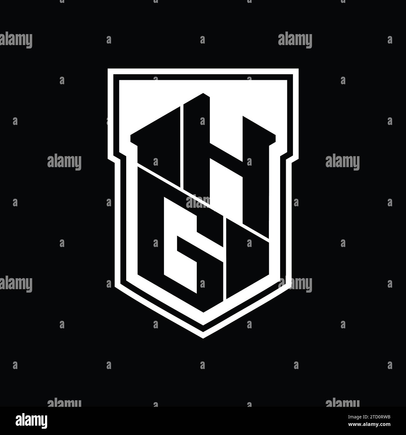 HG Letter Logo monogram hexagon geometric up and down inside shield ...