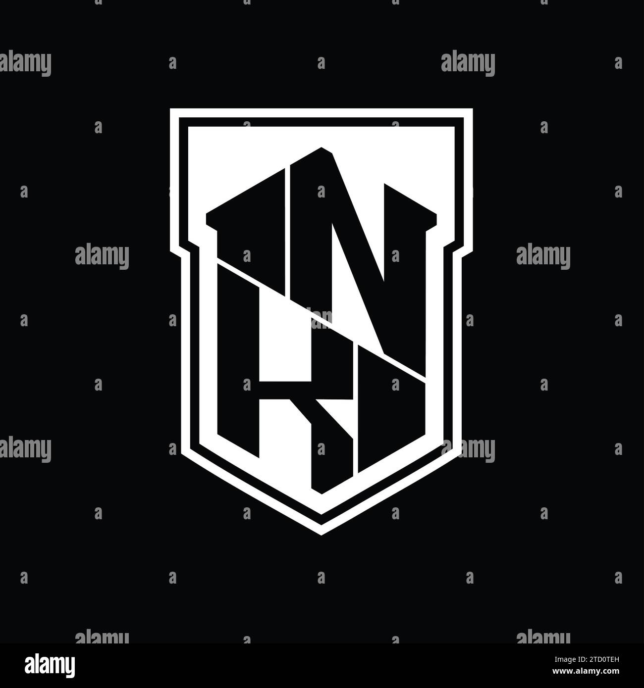 NK Letter Logo monogram hexagon geometric up and down inside shield ...