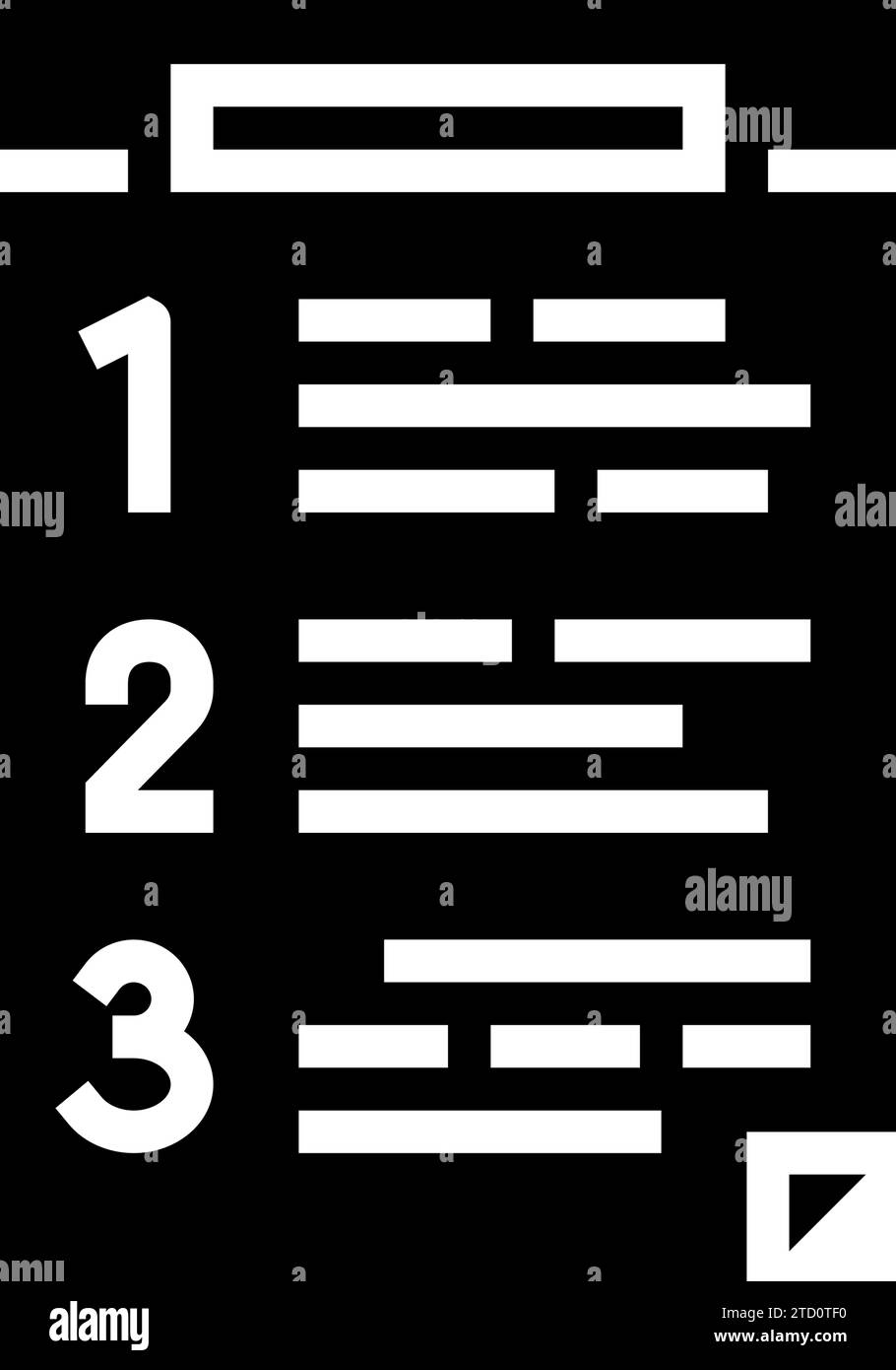 numbered list glyph icon vector illustration Stock Vector Image & Art ...