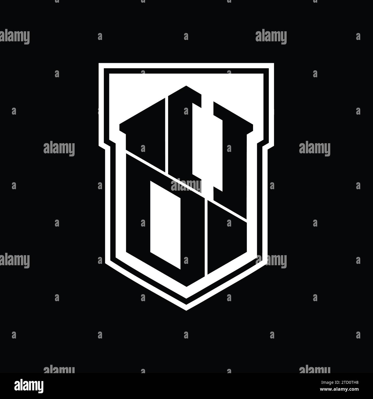 OD Letter Logo monogram hexagon geometric up and down inside shield ...