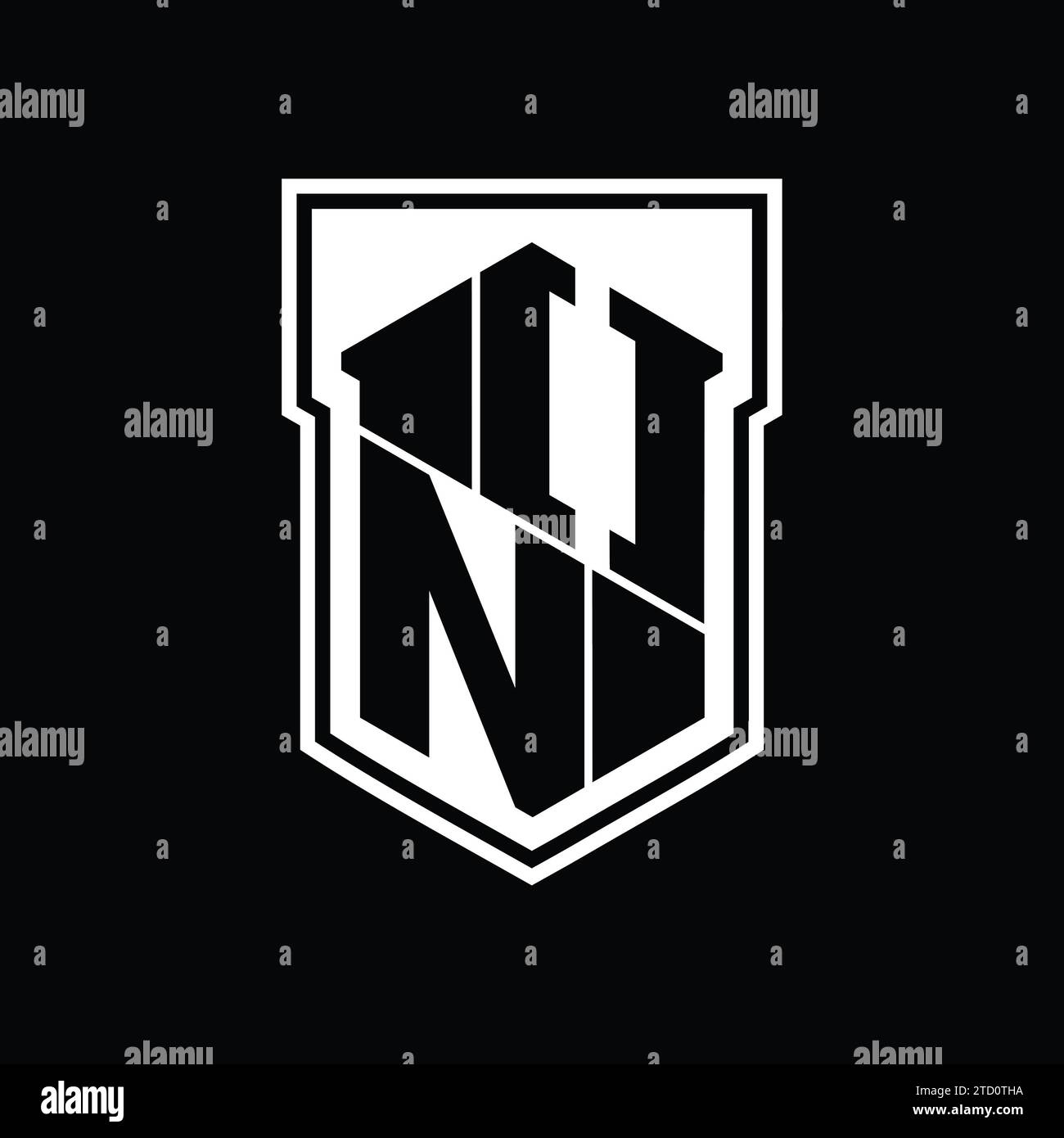 ON Letter Logo monogram hexagon geometric up and down inside shield isolated style design ...