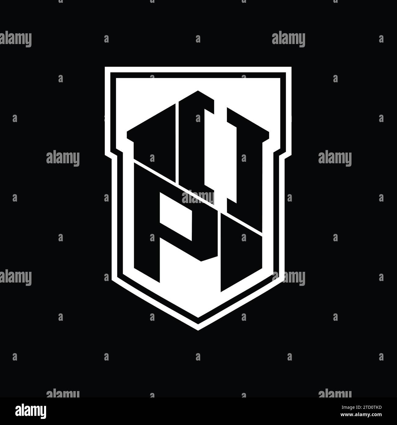 OP Letter Logo monogram hexagon geometric up and down inside shield isolated style design ...