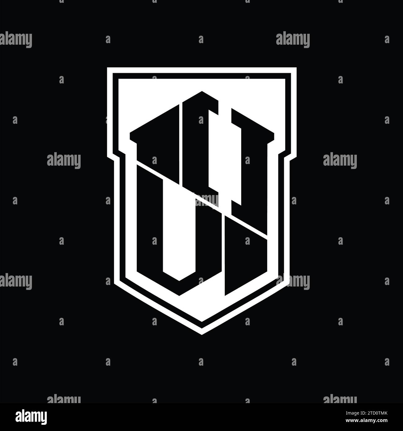 OV Letter Logo monogram hexagon geometric up and down inside shield isolated style design ...