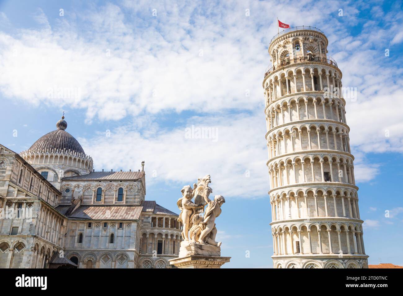 Pisa, Italy - Famous Leaning Tower landmark with blue sky, Renaissance ...