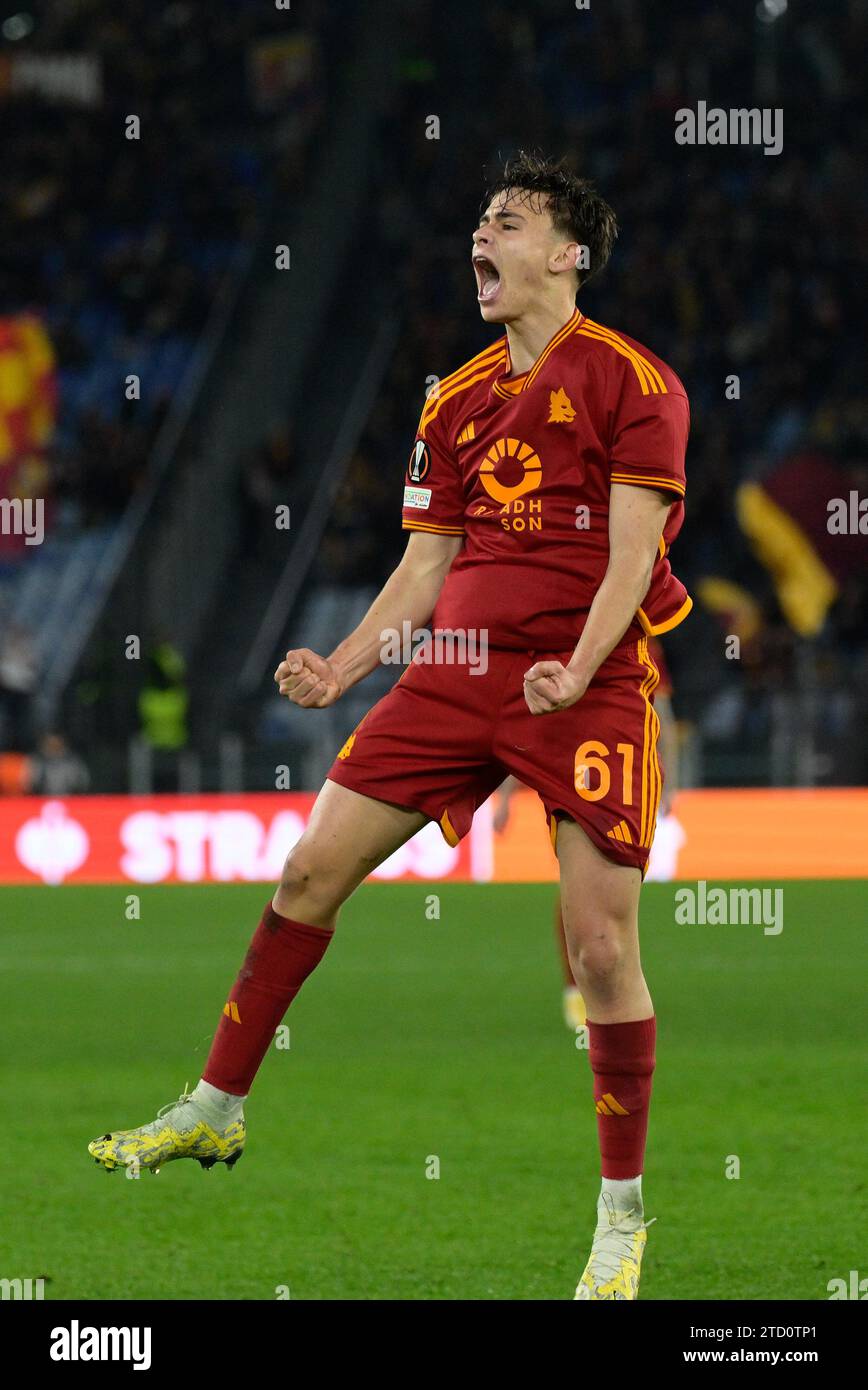 Niccolo' Pisilli (AS Roma); celebrates after scoring the goal 3-0 ...