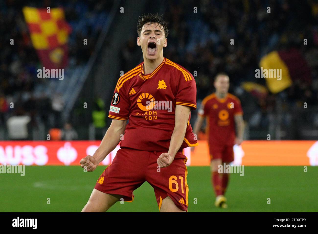 Niccolo' Pisilli (AS Roma); celebrates after scoring the goal 3-0 ...