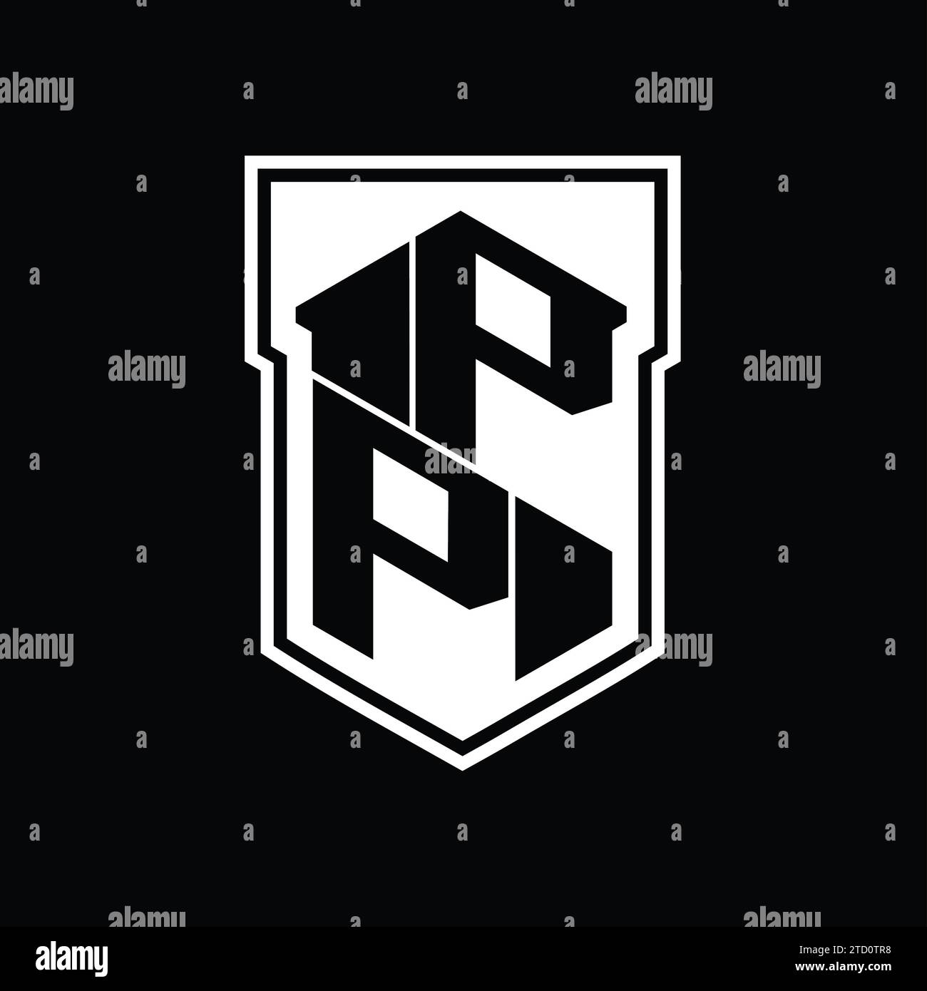 PP Letter Logo monogram hexagon geometric up and down inside shield ...