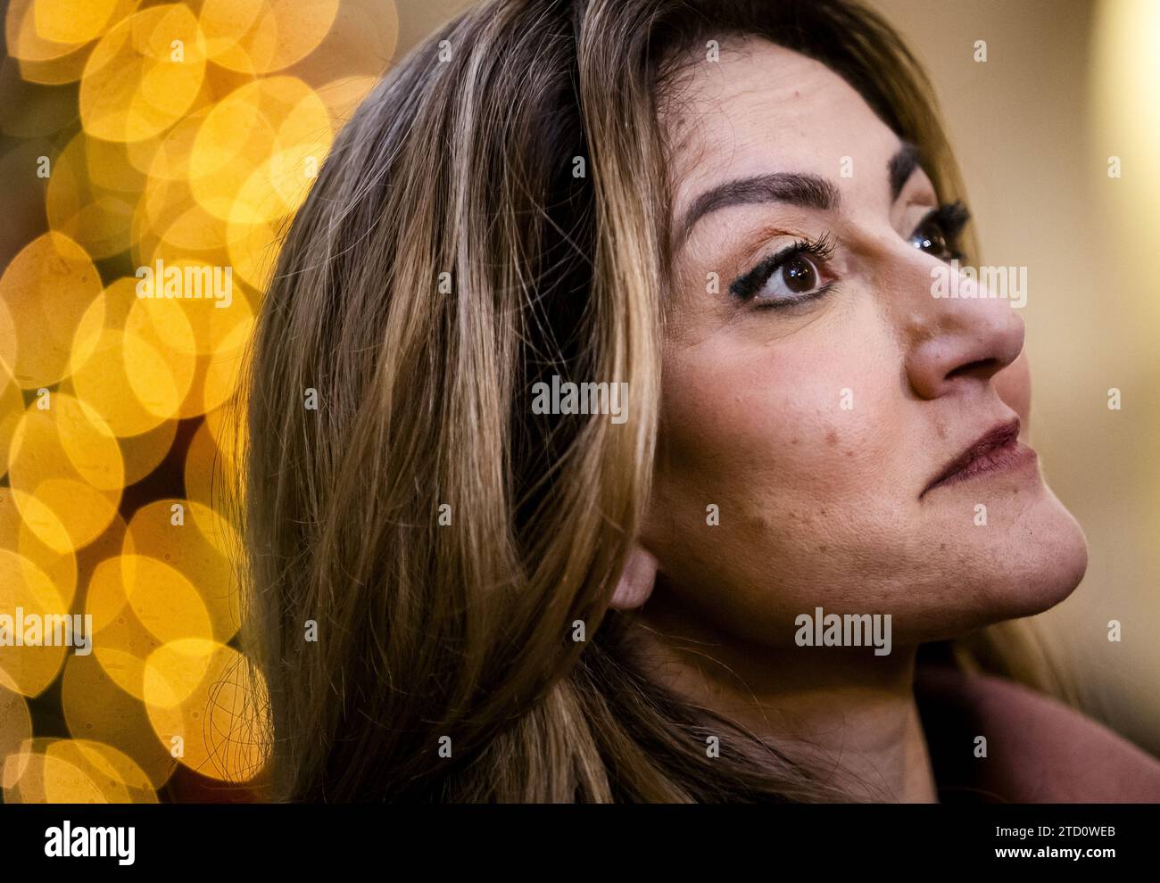 THE HAGUE - Dilan Yesilgoz, outgoing Minister of Justice and Security, speaks to the press after ...