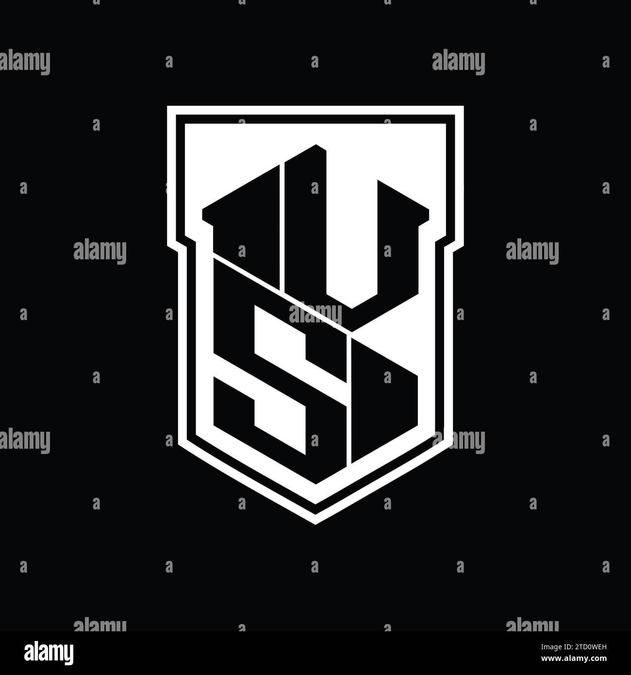 VS Letter Logo monogram hexagon geometric up and down inside shield ...