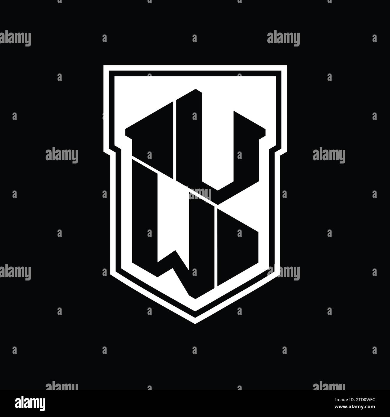 VW Letter Logo monogram hexagon geometric up and down inside shield isolated style design ...