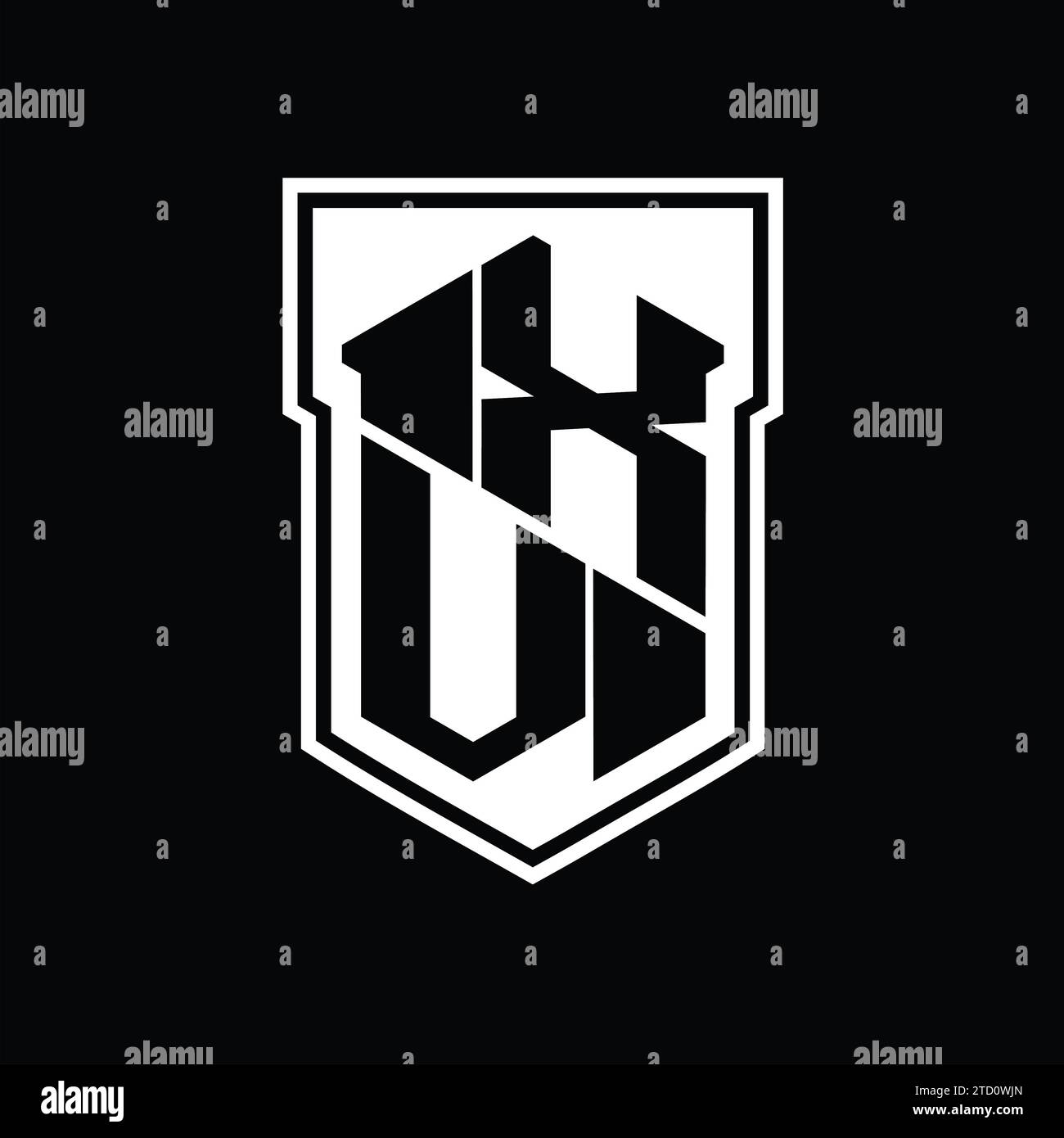 XV Letter Logo monogram hexagon geometric up and down inside shield isolated style design ...