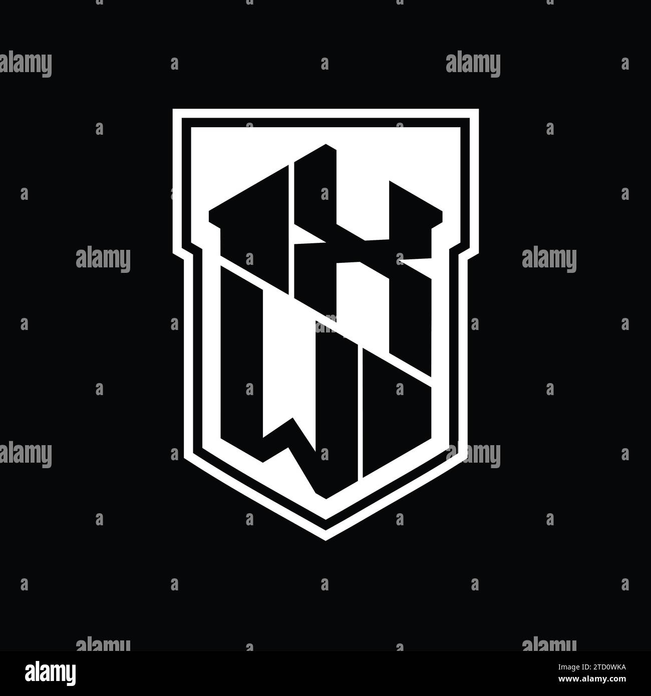 XW Letter Logo monogram hexagon geometric up and down inside shield isolated style design ...