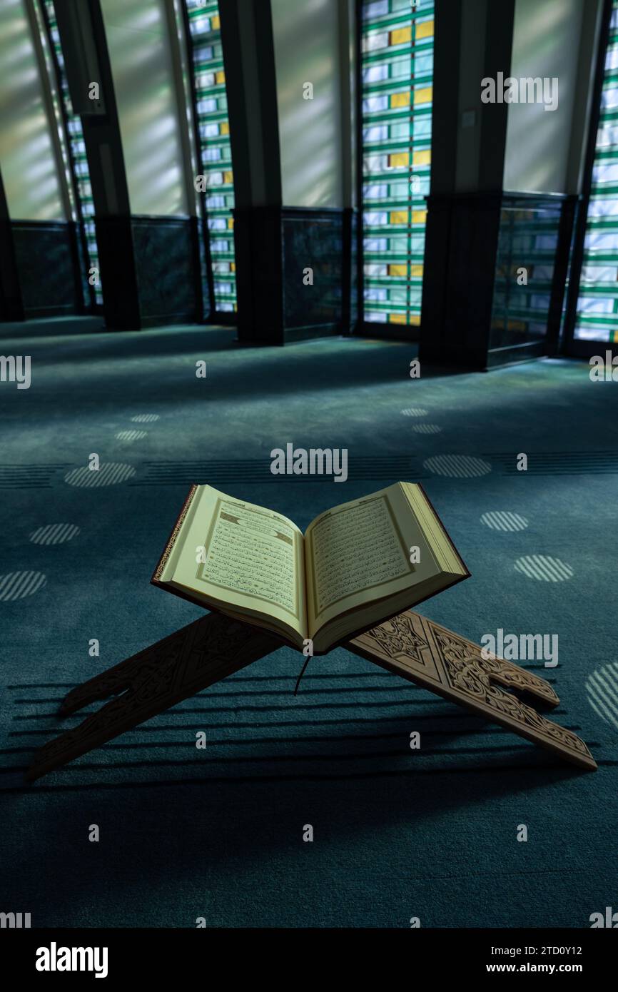 Ramadan or islamic vertical concept photo. The Holy Quran on the book ...