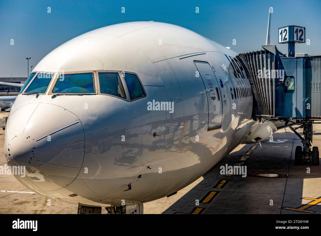 A commercial airframe aircraft parked at John F. Kennedy International ...