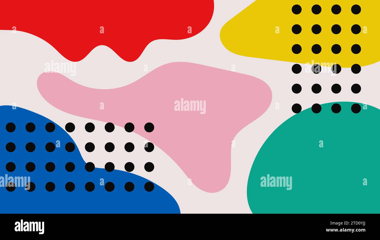 Minimal abstract background with hand drawn various organic shapes ...