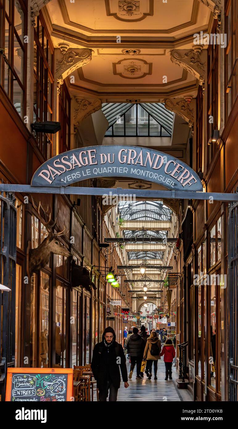 The entrance to The Passage du Grand-Cerf , one of the largest and ...