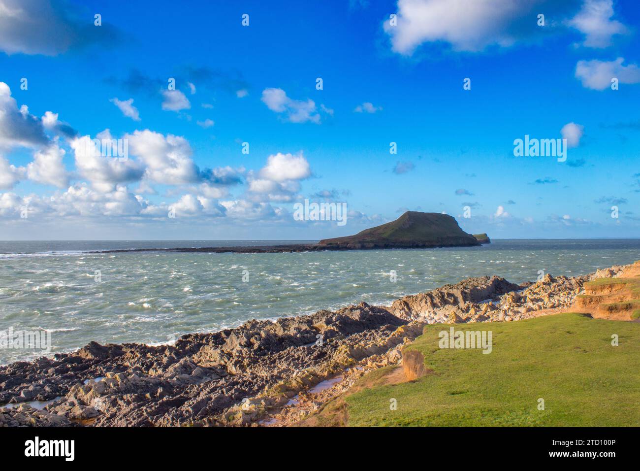 The Worm's Head headland at Rhossili Stock Photo - Alamy