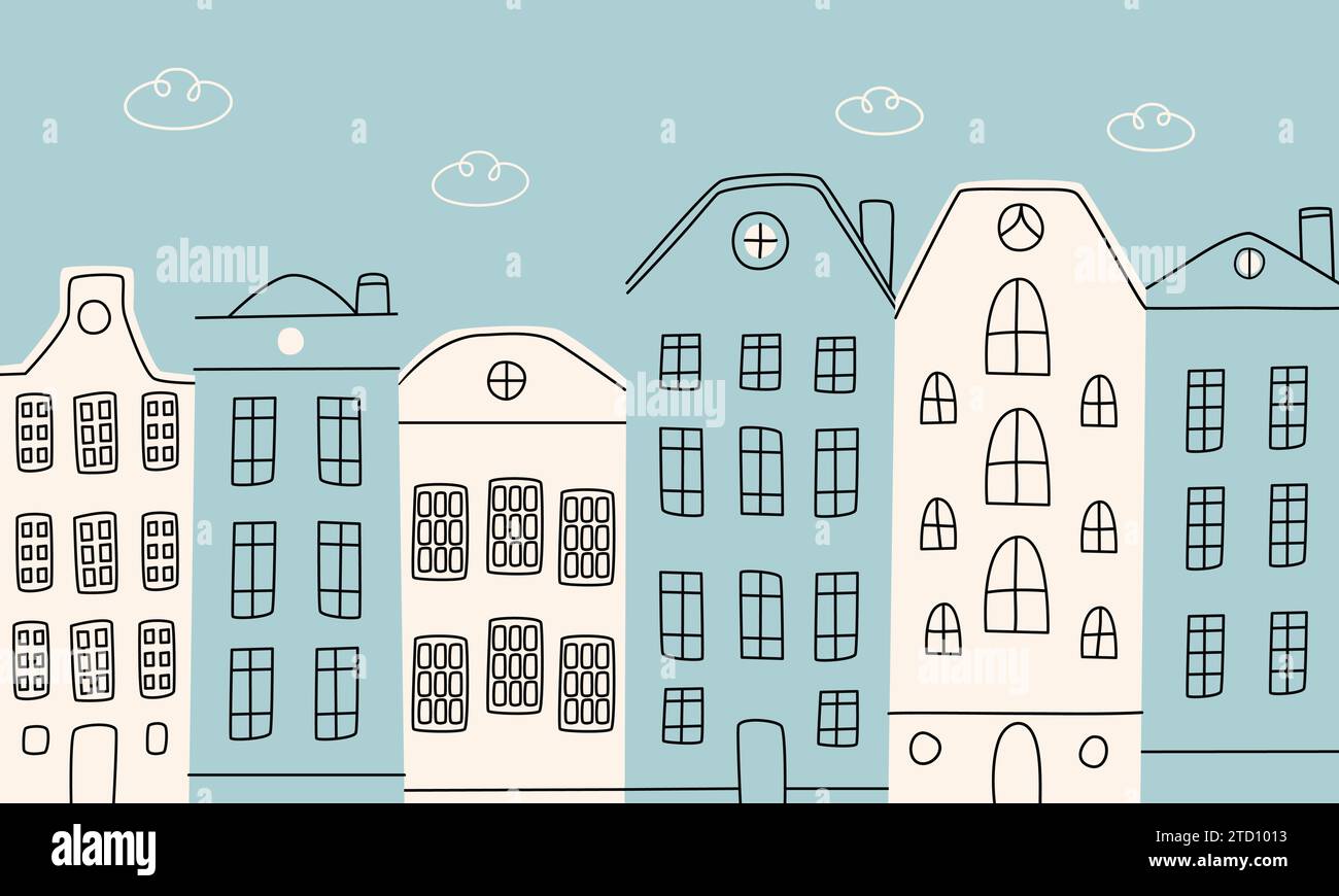 A set of doodle canal houses.Buildings pattern Stock Vector Image & Art ...